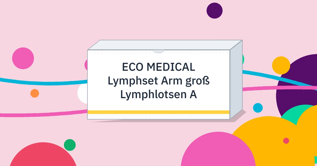 Symbolbild: Packung mit der Aufschrift ECO MEDICAL Lymphset Arm groß Lymphlotsen A (PZN 18207753) – Verfügbarkeit und Bezug in Apotheken in Frankfurt am Main