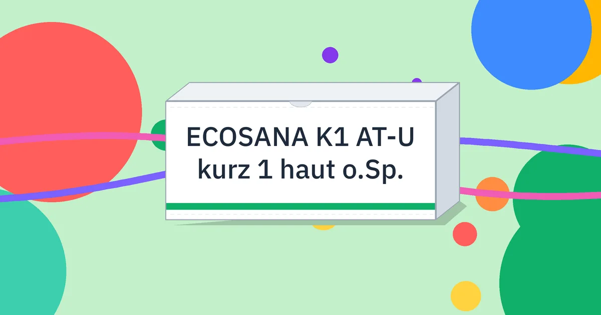 Symbolbild: Packung mit der Aufschrift ECOSANA K1 AT-U kurz 1 haut o.Sp. (PZN 04732875) – Verfügbarkeit und Bezug in Apotheken in Frankfurt am Main