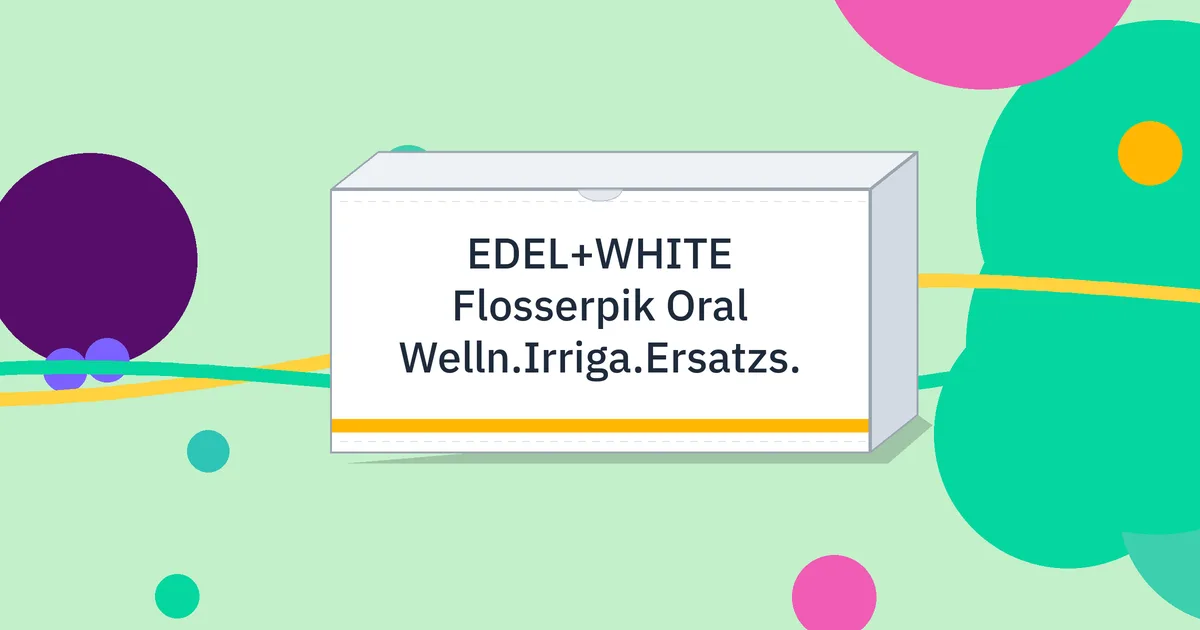 Symbolbild: Packung mit der Aufschrift EDEL+WHITE Flosserpik Oral Welln.Irriga.Ersatzs. (PZN 17180934) – Verfügbarkeit und Bezug in Apotheken in Frankfurt am Main