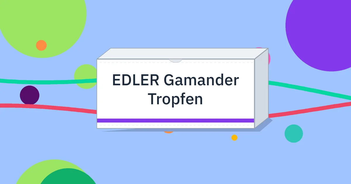 Symbolbild: Packung mit der Aufschrift EDLER Gamander Tropfen (PZN 19141163) – Verfügbarkeit und Bezug in Apotheken in Frankfurt am Main