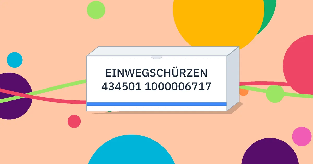 Symbolbild: Packung mit der Aufschrift EINWEGSCHÜRZEN 434501 1000006717 (PZN 04986297) – Verfügbarkeit und Bezug in Apotheken in Frankfurt am Main