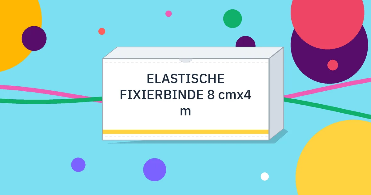 Symbolbild: Packung mit der Aufschrift ELASTISCHE FIXIERBINDE 8 cmx4 m (PZN 18373983) – Verfügbarkeit und Bezug in Apotheken in Frankfurt am Main