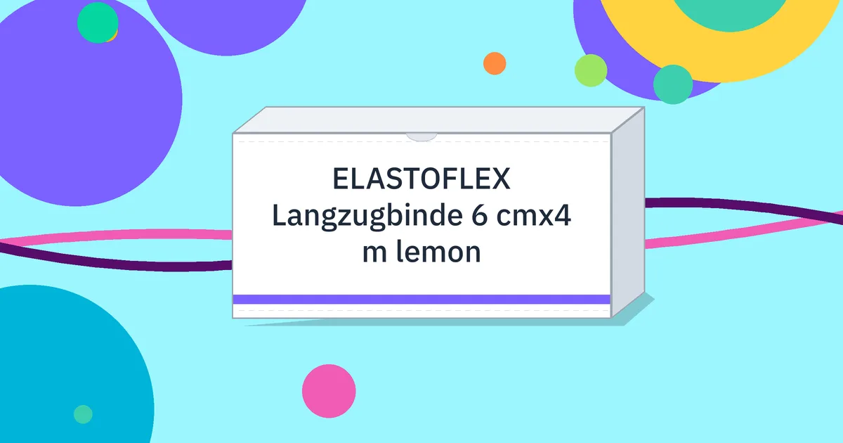 Symbolbild: Packung mit der Aufschrift ELASTOFLEX Langzugbinde 6 cmx4 m lemon (PZN 17176097) – Verfügbarkeit und Bezug in Apotheken in Frankfurt am Main