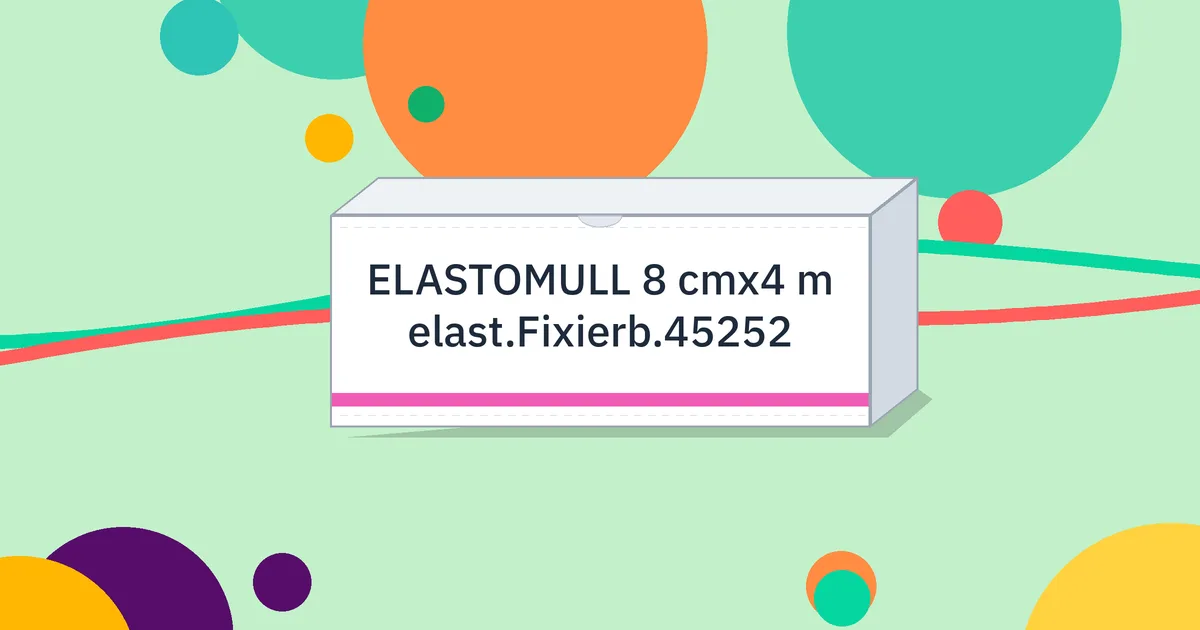 Symbolbild: Packung mit der Aufschrift ELASTOMULL 8 cmx4 m elast.Fixierb.45252 (PZN 18116387) – Verfügbarkeit und Bezug in Apotheken in Frankfurt am Main