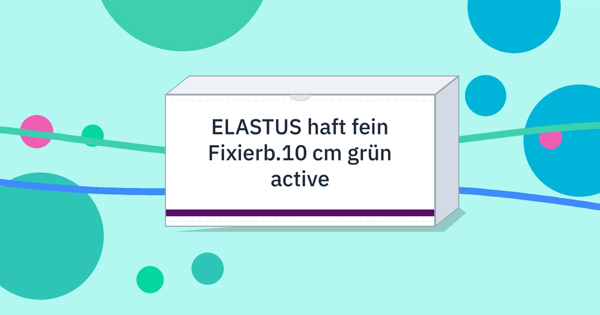 Symbolbild: Packung mit der Aufschrift ELASTUS haft fein Fixierb.10 cm grün active (PZN 03481201) – Verfügbarkeit und Bezug in Apotheken in Frankfurt am Main