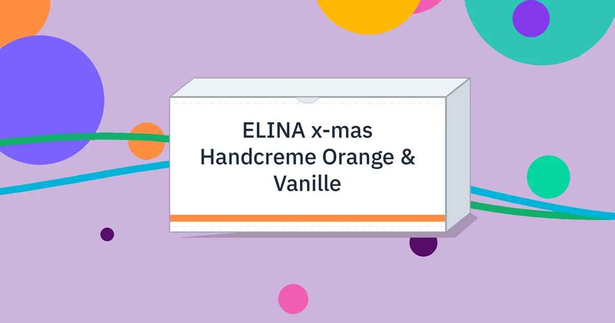 Symbolbild: Packung mit der Aufschrift ELINA x-mas Handcreme Orange & Vanille (PZN 14371013) – Verfügbarkeit und Bezug in Apotheken in Frankfurt am Main
