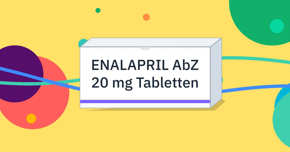 Symbolbild: Packung mit der Aufschrift ENALAPRIL AbZ 20 mg Tabletten (PZN 01015699) – Verfügbarkeit und Bezug in Apotheken in Frankfurt am Main