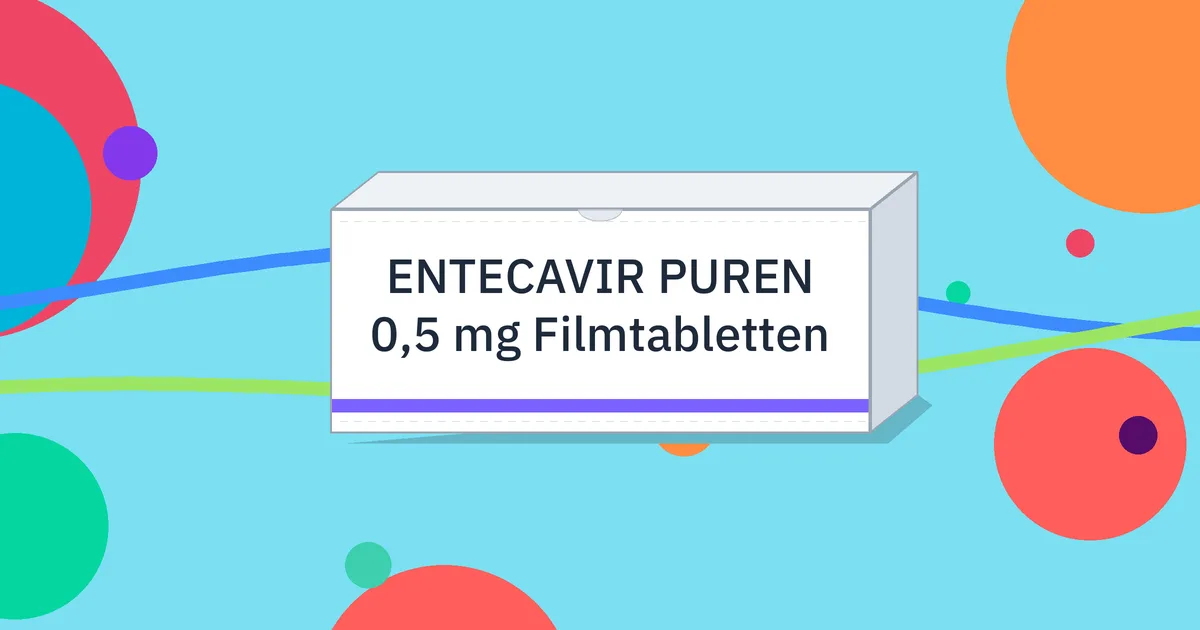 Symbolbild: Packung mit der Aufschrift ENTECAVIR PUREN 0,5 mg Filmtabletten (PZN 19521061) – Verfügbarkeit und Bezug in Apotheken in Frankfurt am Main
