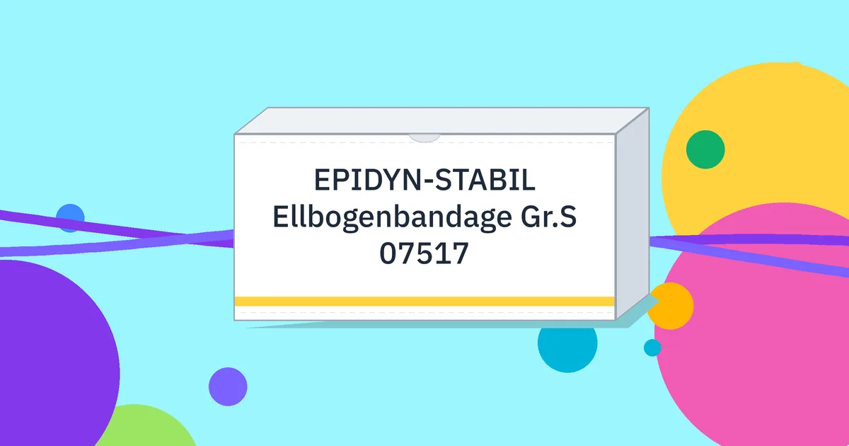 Symbolbild: Packung mit der Aufschrift EPIDYN-STABIL Ellbogenbandage Gr.S 07517 (PZN 09538356) – Verfügbarkeit und Bezug in Apotheken in Frankfurt am Main