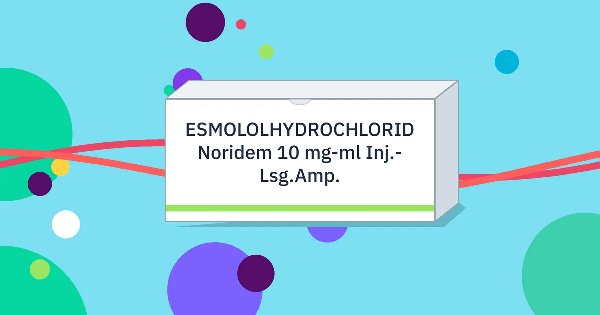 Symbolbild: Packung mit der Aufschrift ESMOLOLHYDROCHLORID Noridem 10 mg-ml Inj.-Lsg.Amp. (PZN 18724997) – Verfügbarkeit und Bezug in Apotheken in Frankfurt am Main