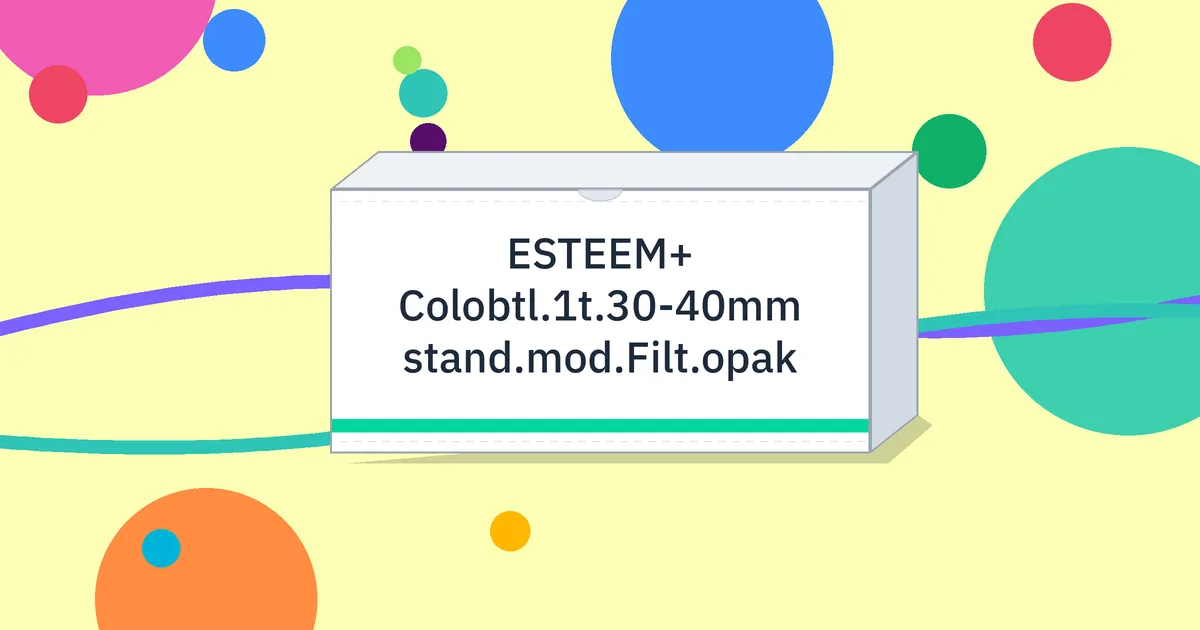 Symbolbild: Packung mit der Aufschrift ESTEEM+ Colobtl.1t.30-40mm stand.mod.Filt.opak (PZN 04608709) – Verfügbarkeit und Bezug in Apotheken in Frankfurt am Main