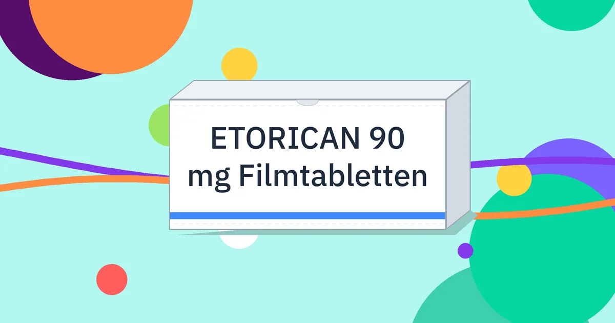 Symbolbild: Packung mit der Aufschrift ETORICAN 90 mg Filmtabletten (PZN 12652469) – Verfügbarkeit und Bezug in Apotheken in Frankfurt am Main