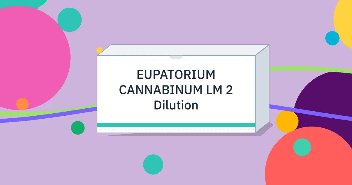 Symbolbild: Packung mit der Aufschrift EUPATORIUM CANNABINUM LM 2 Dilution (PZN 12845659) – Verfügbarkeit und Bezug in Apotheken in Frankfurt am Main