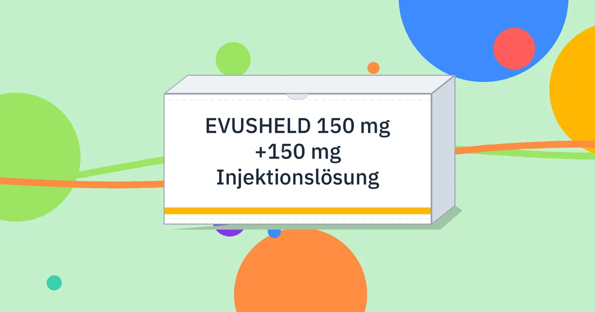 Symbolbild: Packung mit der Aufschrift EVUSHELD 150 mg +150 mg Injektionslösung (PZN 18052368) – Verfügbarkeit und Bezug in Apotheken in Frankfurt am Main
