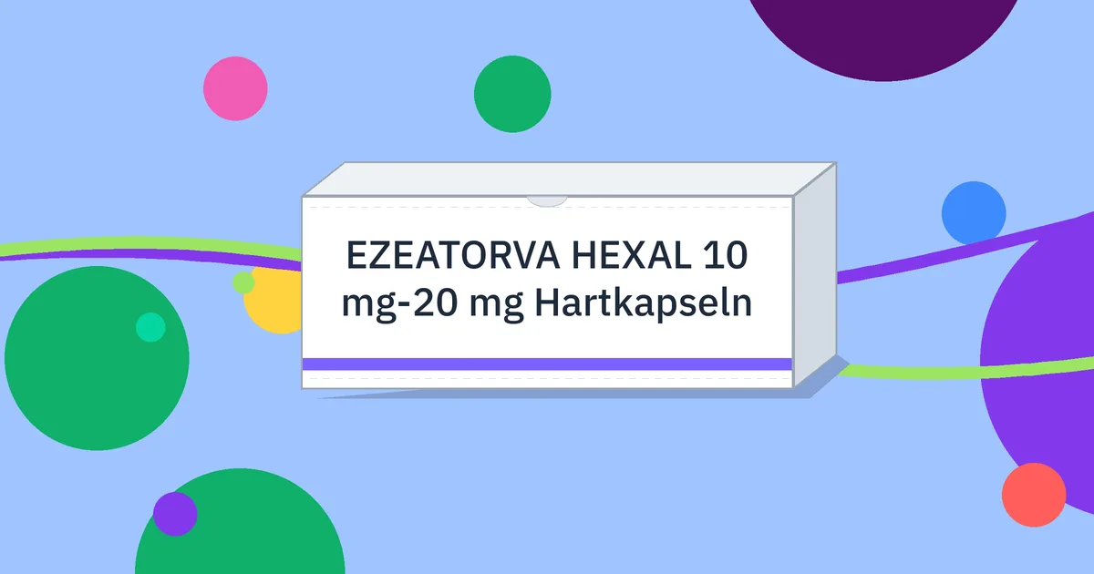 Symbolbild: Packung mit der Aufschrift EZEATORVA HEXAL 10 mg-20 mg Hartkapseln (PZN 16891188) – Verfügbarkeit und Bezug in Apotheken in Frankfurt am Main