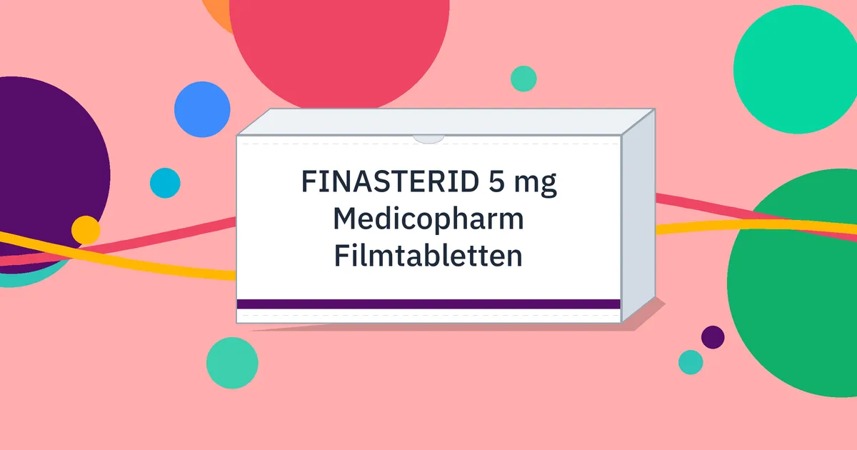 Symbolbild: Packung mit der Aufschrift FINASTERID 5 mg Medicopharm Filmtabletten (PZN 03876603) – Verfügbarkeit und Bezug in Apotheken in Frankfurt am Main