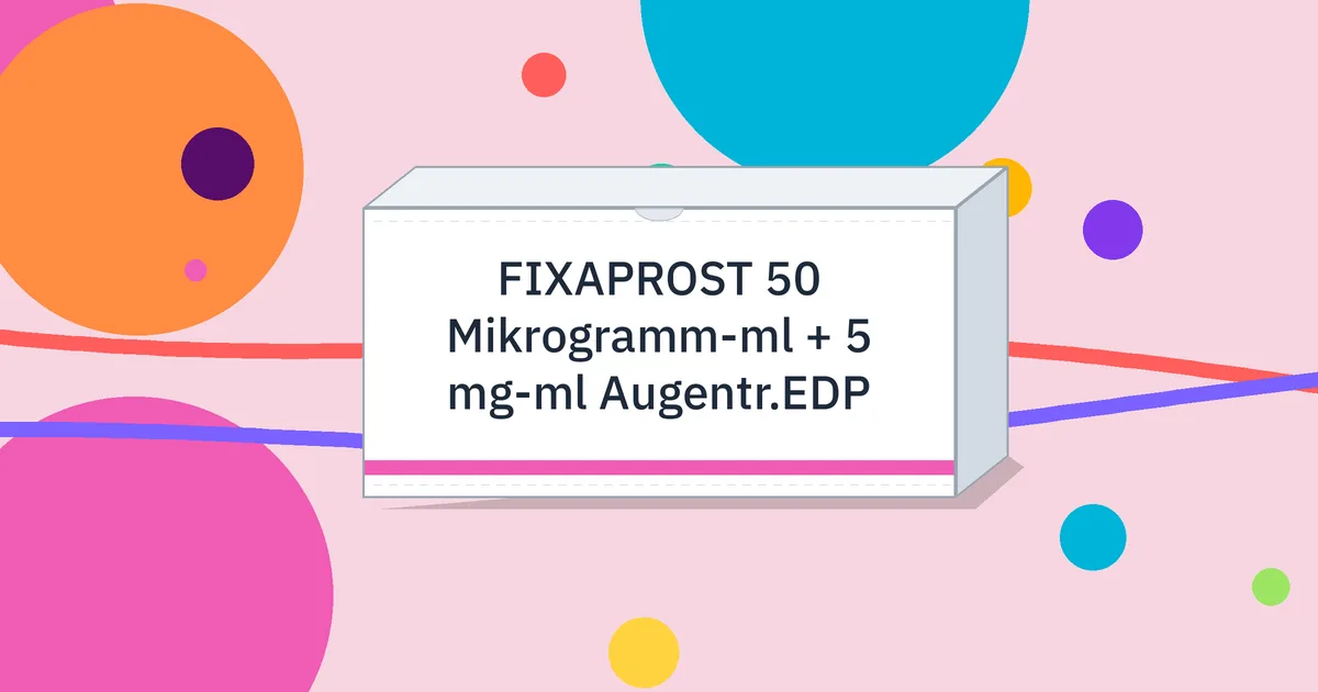 Symbolbild: Packung mit der Aufschrift FIXAPROST 50 Mikrogramm-ml + 5 mg-ml Augentr.EDP (PZN 17987536) – Verfügbarkeit und Bezug in Apotheken in Frankfurt am Main