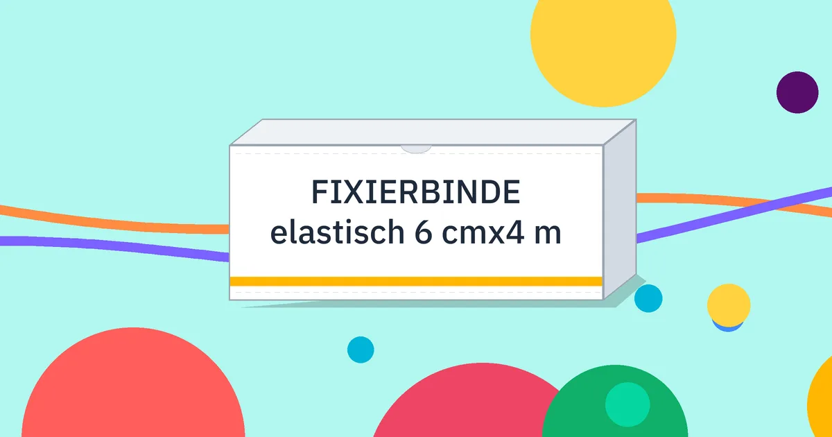 Symbolbild: Packung mit der Aufschrift FIXIERBINDE elastisch 6 cmx4 m (PZN 00056118) – Verfügbarkeit und Bezug in Apotheken in Frankfurt am Main