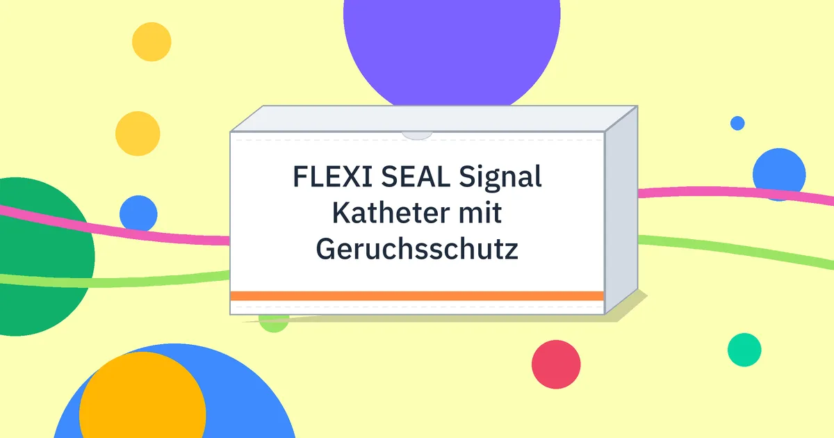 Symbolbild: Packung mit der Aufschrift FLEXI SEAL Signal Katheter mit Geruchsschutz (PZN 05517038) – Verfügbarkeit und Bezug in Apotheken in Frankfurt am Main