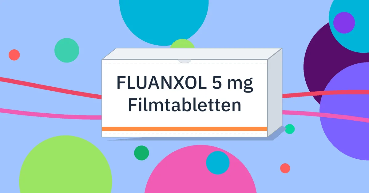Symbolbild: Packung mit der Aufschrift FLUANXOL 5 mg Filmtabletten (PZN 18113561) – Verfügbarkeit und Bezug in Apotheken in Frankfurt am Main