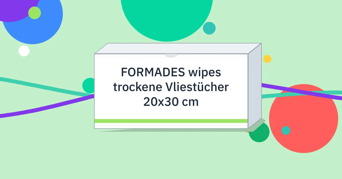 Symbolbild: Packung mit der Aufschrift FORMADES wipes trockene Vliestücher 20x30 cm (PZN 18405795) – Verfügbarkeit und Bezug in Apotheken in Frankfurt am Main