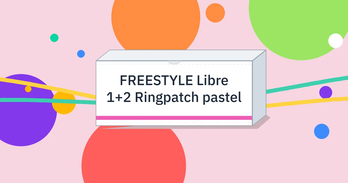 Symbolbild: Packung mit der Aufschrift FREESTYLE Libre 1+2 Ringpatch pastel (PZN 19864306) – Verfügbarkeit und Bezug in Apotheken in Frankfurt am Main