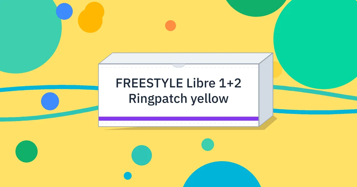 Symbolbild: Packung mit der Aufschrift FREESTYLE Libre 1+2 Ringpatch yellow (PZN 19864223) – Verfügbarkeit und Bezug in Apotheken in Frankfurt am Main