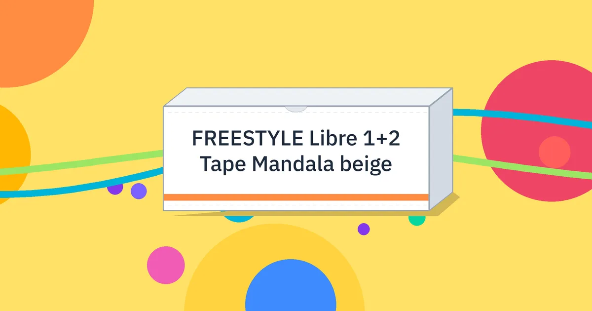 Symbolbild: Packung mit der Aufschrift FREESTYLE Libre 1+2 Tape Mandala beige (PZN 18178075) – Verfügbarkeit und Bezug in Apotheken in Frankfurt am Main