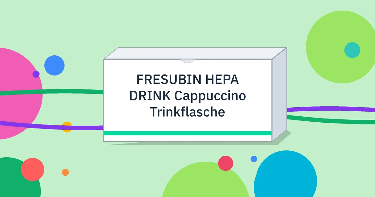 Symbolbild: Packung mit der Aufschrift FRESUBIN HEPA DRINK Cappuccino Trinkflasche (PZN 12730583) – Verfügbarkeit und Bezug in Apotheken in Frankfurt am Main