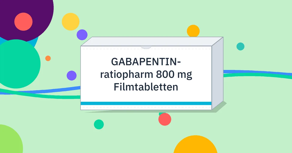 Symbolbild: Packung mit der Aufschrift GABAPENTIN-ratiopharm 800 mg Filmtabletten (PZN 01339338) – Verfügbarkeit und Bezug in Apotheken in Frankfurt am Main