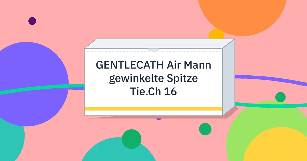 Symbolbild: Packung mit der Aufschrift GENTLECATH Air Mann gewinkelte Spitze Tie.Ch 16 (PZN 17447136) – Verfügbarkeit und Bezug in Apotheken in Frankfurt am Main