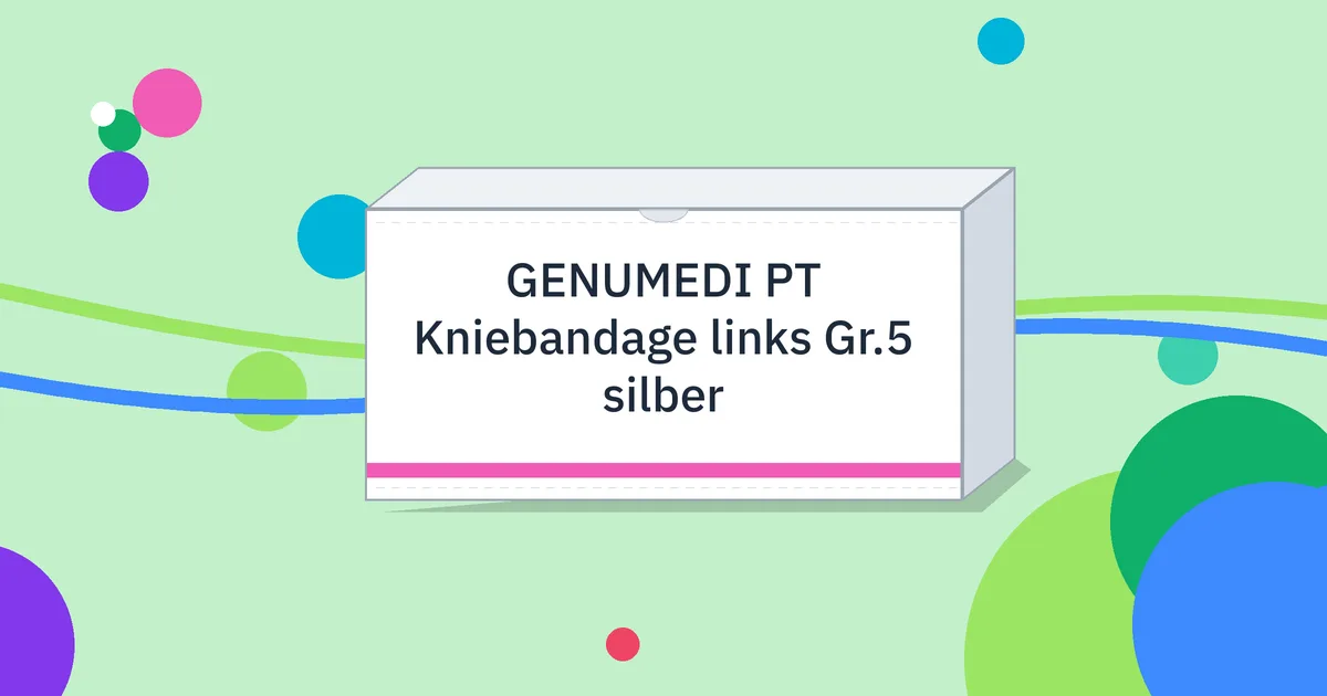 Symbolbild: Packung mit der Aufschrift GENUMEDI PT Kniebandage links Gr.5 silber (PZN 15313940) – Verfügbarkeit und Bezug in Apotheken in Frankfurt am Main