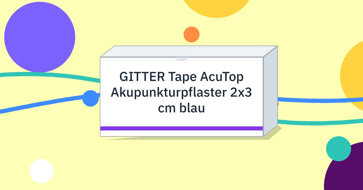 Symbolbild: Packung mit der Aufschrift GITTER Tape AcuTop Akupunkturpflaster 2x3 cm blau (PZN 12397296) – Verfügbarkeit und Bezug in Apotheken in Frankfurt am Main