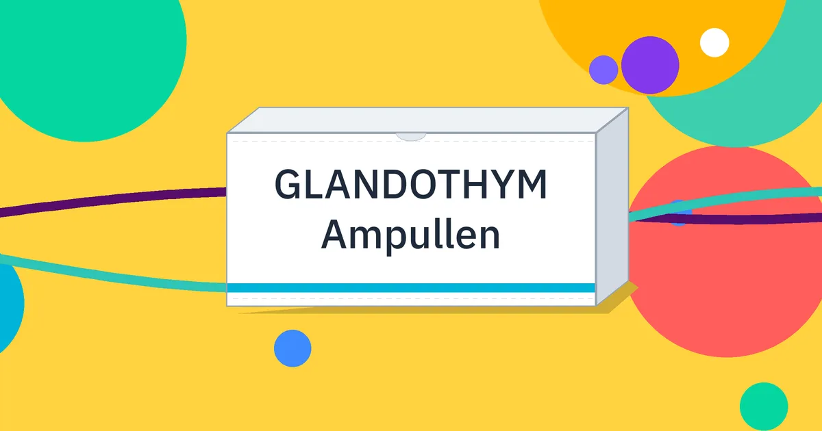 Symbolbild: Packung mit der Aufschrift GLANDOTHYM Ampullen (PZN 17897371) – Verfügbarkeit und Bezug in Apotheken in Frankfurt am Main