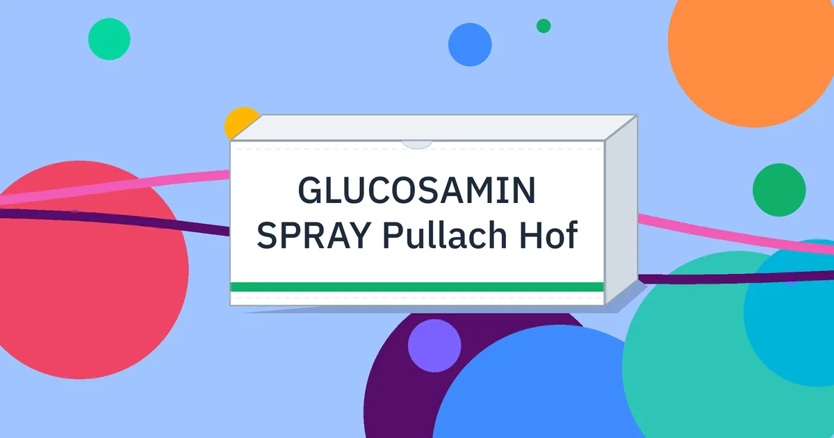 Symbolbild: Packung mit der Aufschrift GLUCOSAMIN SPRAY Pullach Hof (PZN 16204006) – Verfügbarkeit und Bezug in Apotheken in Frankfurt am Main