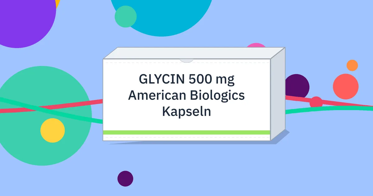 Symbolbild: Packung mit der Aufschrift GLYCIN 500 mg American Biologics Kapseln (PZN 17944030) – Verfügbarkeit und Bezug in Apotheken in Frankfurt am Main