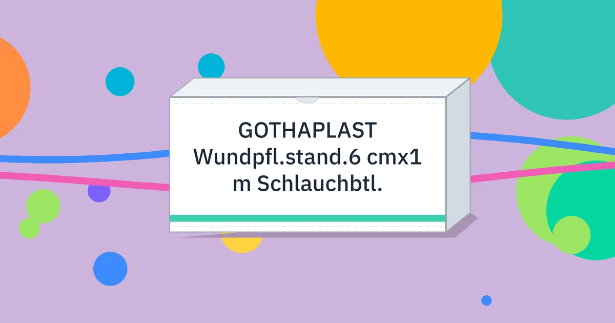 Symbolbild: Packung mit der Aufschrift GOTHAPLAST Wundpfl.stand.6 cmx1 m Schlauchbtl. (PZN 04290704) – Verfügbarkeit und Bezug in Apotheken in Frankfurt am Main