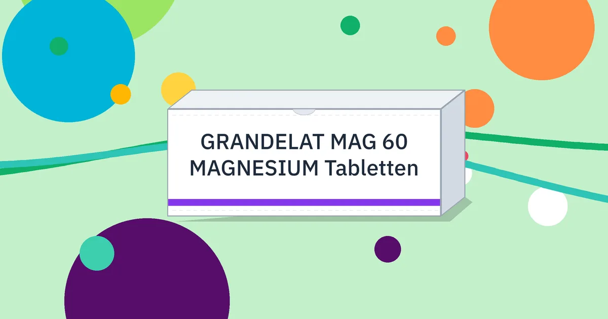 Symbolbild: Packung mit der Aufschrift GRANDELAT MAG 60 MAGNESIUM Tabletten (PZN 04435491) – Verfügbarkeit und Bezug in Apotheken in Frankfurt am Main