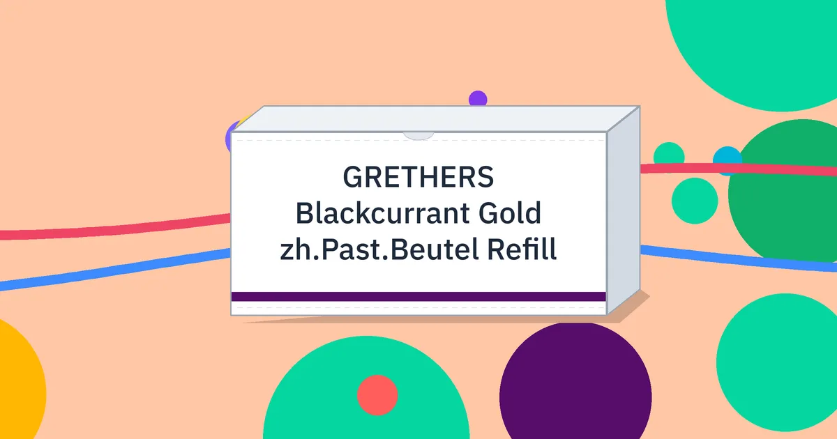 Symbolbild: Packung mit der Aufschrift GRETHERS Blackcurrant Gold zh.Past.Beutel Refill (PZN 16322007) – Verfügbarkeit und Bezug in Apotheken in Frankfurt am Main