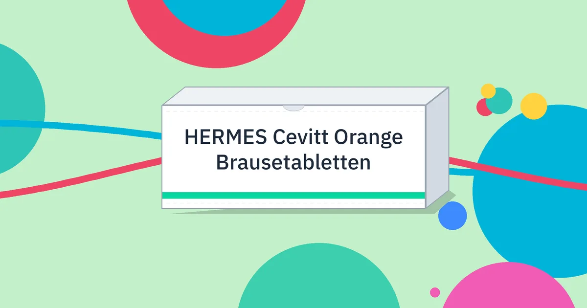 Symbolbild: Packung mit der Aufschrift HERMES Cevitt Orange Brausetabletten (PZN 04470895) – Verfügbarkeit und Bezug in Apotheken in Frankfurt am Main