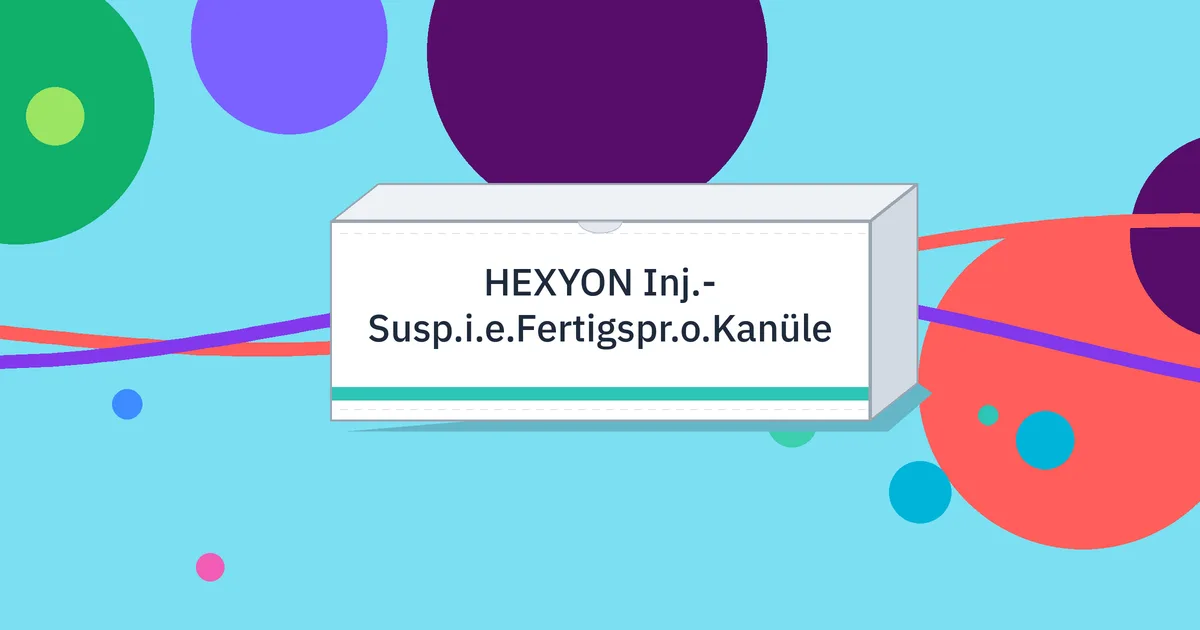 Symbolbild: Packung mit der Aufschrift HEXYON Inj.-Susp.i.e.Fertigspr.o.Kanüle (PZN 10986663) – Verfügbarkeit und Bezug in Apotheken in Frankfurt am Main