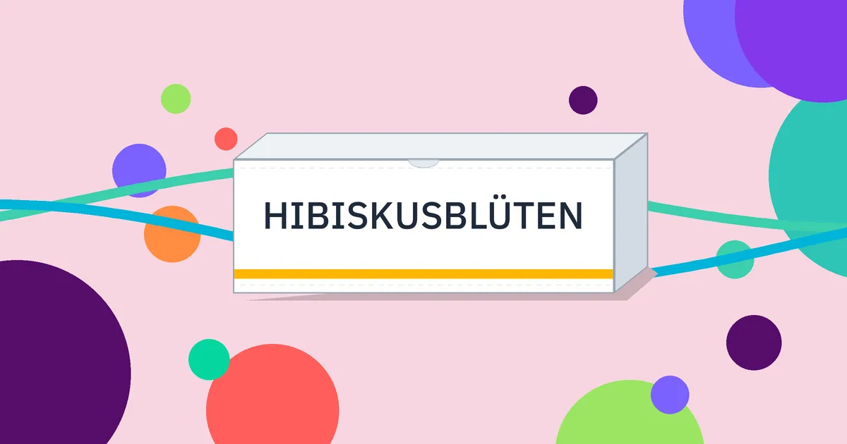 Symbolbild: Packung mit der Aufschrift HIBISKUSBLÜTEN (PZN 08465661) – Verfügbarkeit und Bezug in Apotheken in Frankfurt am Main