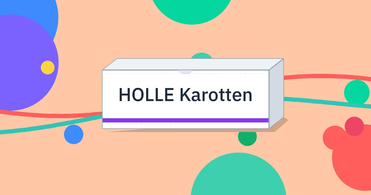 Symbolbild: Packung mit der Aufschrift HOLLE Karotten (PZN 12553715) – Verfügbarkeit und Bezug in Apotheken in Frankfurt am Main