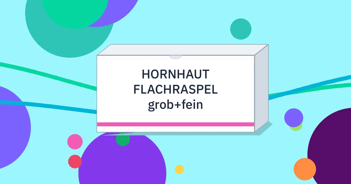 Symbolbild: Packung mit der Aufschrift HORNHAUT FLACHRASPEL grob+fein (PZN 02773321) – Verfügbarkeit und Bezug in Apotheken in Frankfurt am Main