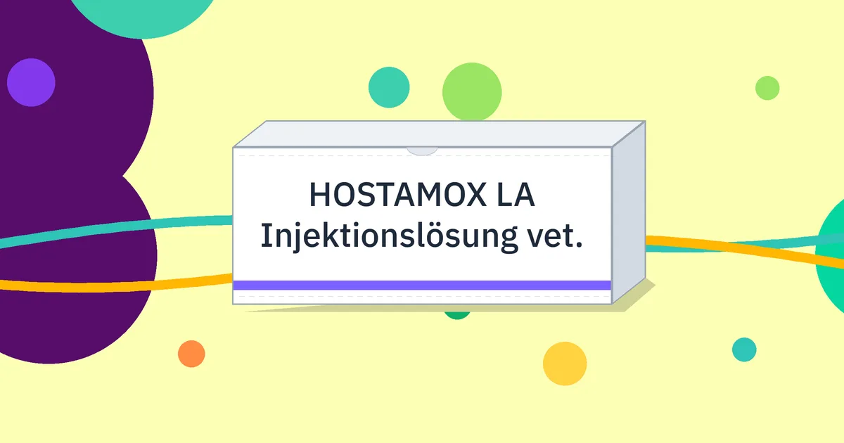 Symbolbild: Packung mit der Aufschrift HOSTAMOX LA Injektionslösung vet. (PZN 00263900) – Verfügbarkeit und Bezug in Apotheken in Frankfurt am Main