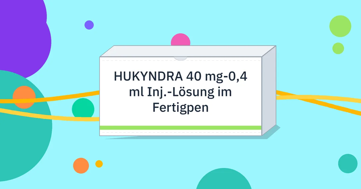 Symbolbild: Packung mit der Aufschrift HUKYNDRA 40 mg-0,4 ml Inj.-Lösung im Fertigpen (PZN 19370946) – Verfügbarkeit und Bezug in Apotheken in Frankfurt am Main
