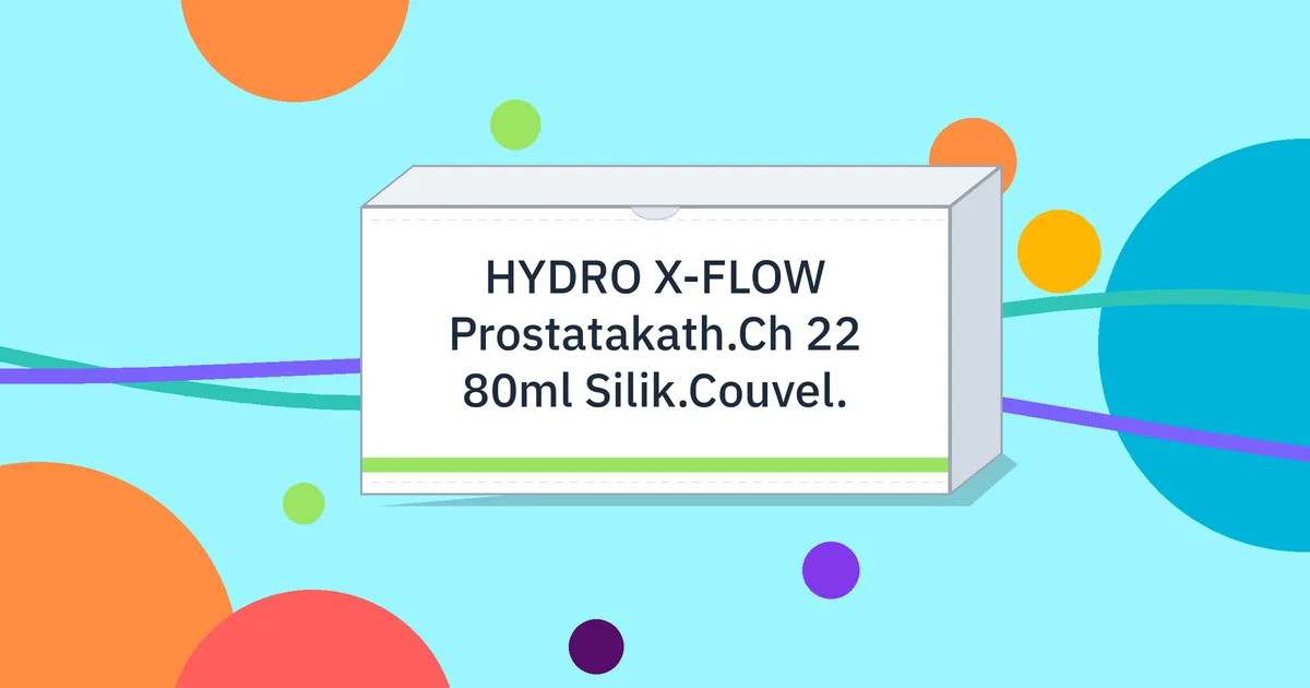 Symbolbild: Packung mit der Aufschrift HYDRO X-FLOW Prostatakath.Ch 22 80ml Silik.Couvel. (PZN 17508783) – Verfügbarkeit und Bezug in Apotheken in Frankfurt am Main