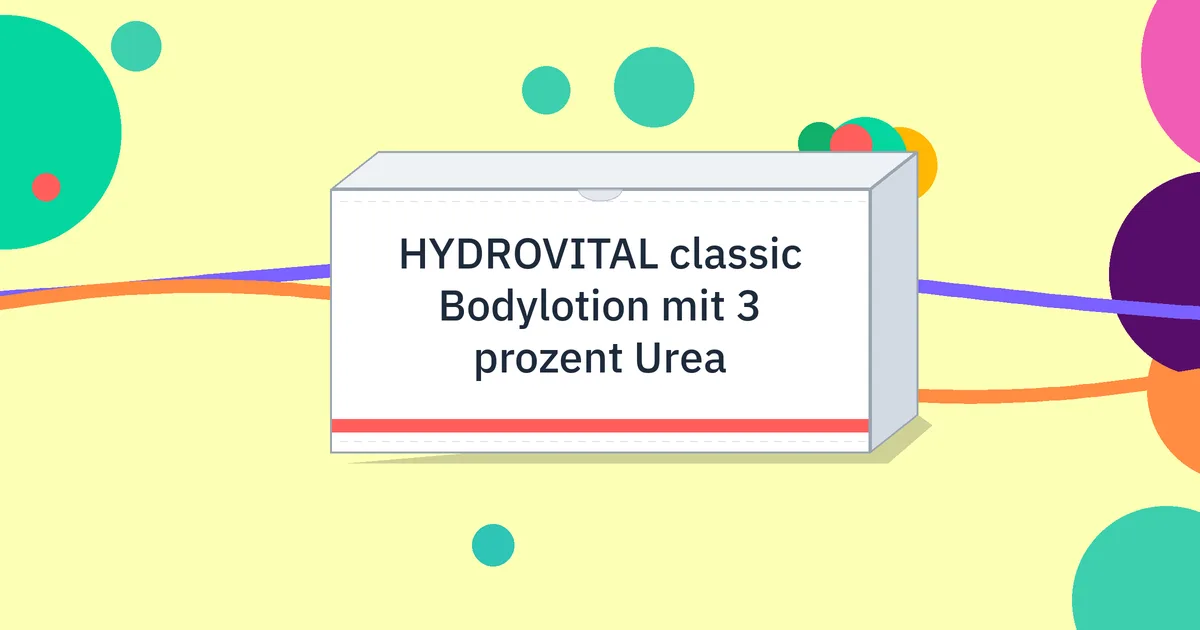 Symbolbild: Packung mit der Aufschrift HYDROVITAL classic Bodylotion mit 3 prozent Urea (PZN 14322799) – Verfügbarkeit und Bezug in Apotheken in Frankfurt am Main