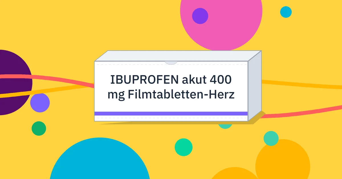 Symbolbild: Packung mit der Aufschrift IBUPROFEN akut 400 mg Filmtabletten-Herz (PZN 11050082) – Verfügbarkeit und Bezug in Apotheken in Frankfurt am Main