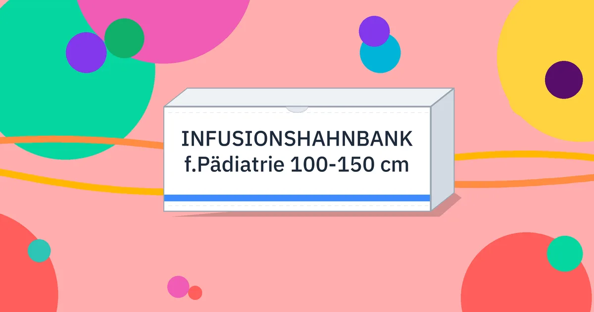 Symbolbild: Packung mit der Aufschrift INFUSIONSHAHNBANK f.Pädiatrie 100-150 cm (PZN 04500969) – Verfügbarkeit und Bezug in Apotheken in Frankfurt am Main